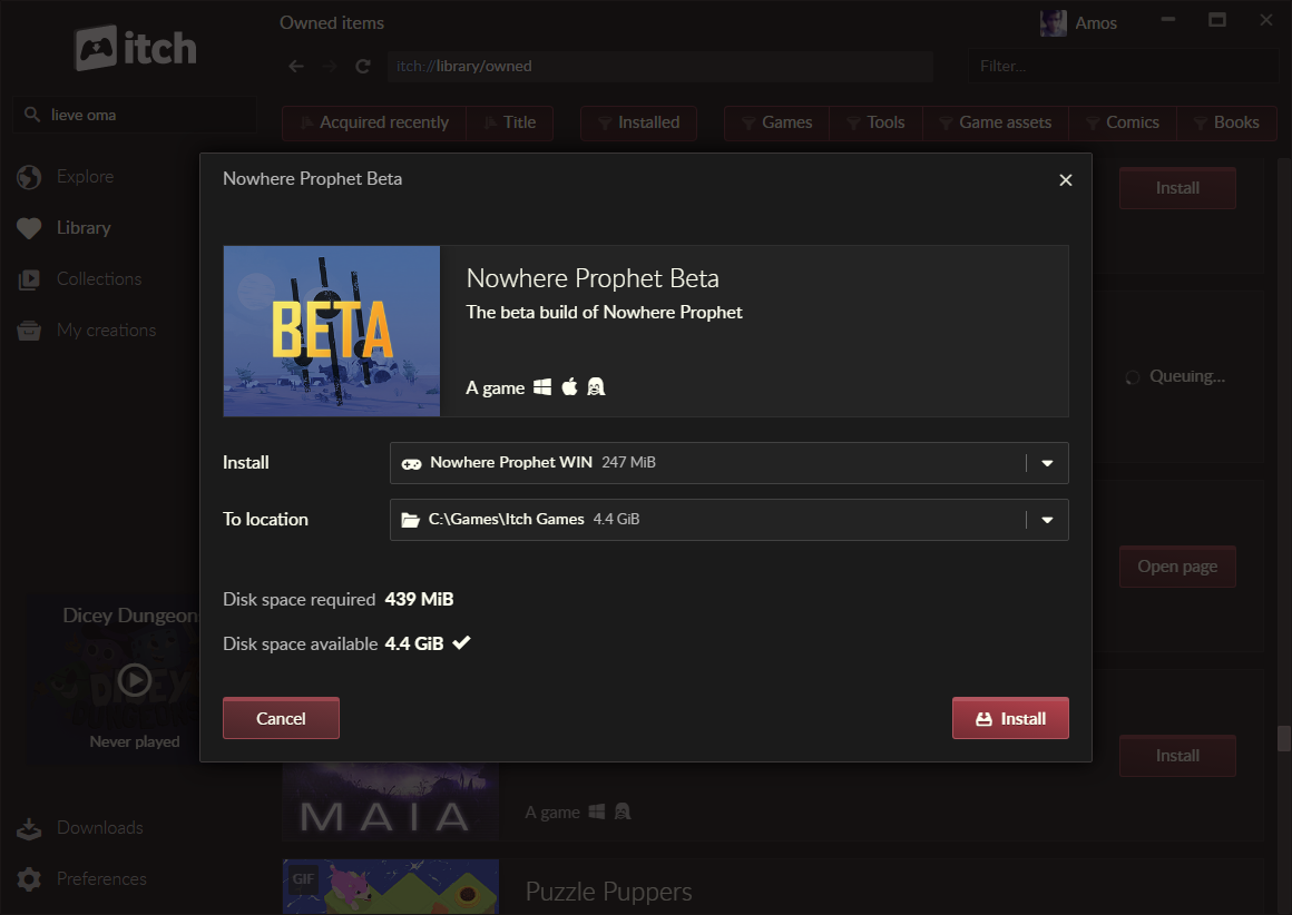 Install locations · The itch.io app book - itch.io